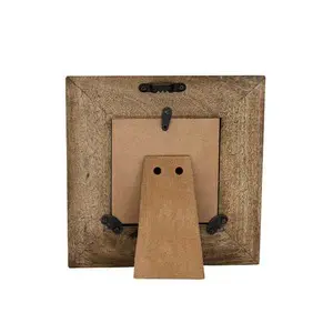 FORESIDE HOME AND GARDEN 4x4 Black Diamond Picture Frame Mango Wood Mdf & Glass