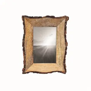 FORESIDE HOME AND GARDEN Rustic Live Edge 4 X 6 Inch Decorative Wood Picture Frame - Brown