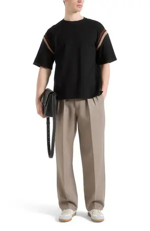 Manière De Voir Georges Varsity Cotton T-shirt - Black
