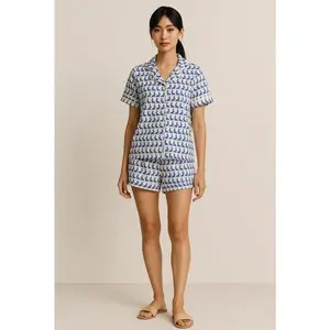 RO'S GARDEN Cora Short Pajama Set - Blue Usagi