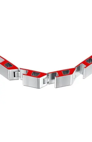DIESEL® Stainless Steel And Enamel Logo Link Bracelet