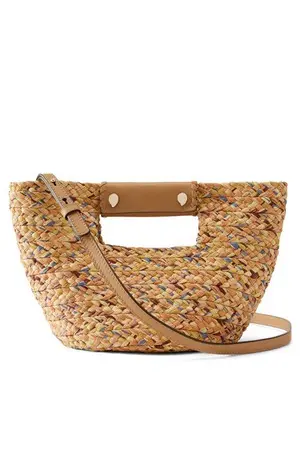 Helen Kaminski Mini Remi Braided Raffia Tote - Salmon Multi