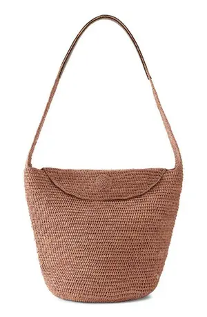 Helen Kaminski Yala Crochet Raffia Shoulder Bag - Petal/chocolate