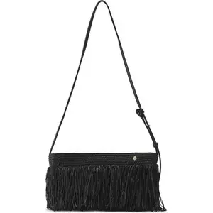 Helen Kaminski Dawn Fringe Raffia Shoulder Bag - Black