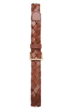 Mango Braided Leather Belt With Square Buckle