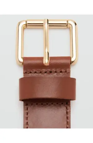 Mango Braided Leather Belt With Square Buckle