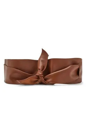 Mango Starring Hailey Bieber Leather Cummerbund Belt - Brown