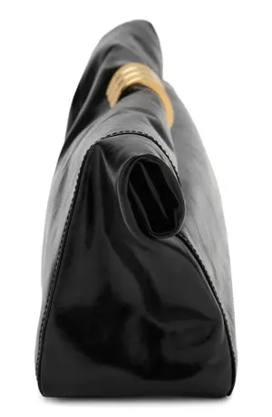 Mango Starring Hailey Bieber Metallic Detail Clutch - Black