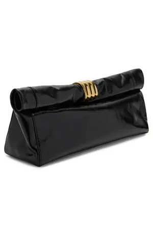 Mango Starring Hailey Bieber Metallic Detail Clutch - Black