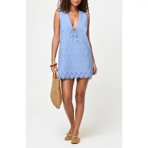 L*Space Sunday Cotton Cover-up Minidress - Chambray