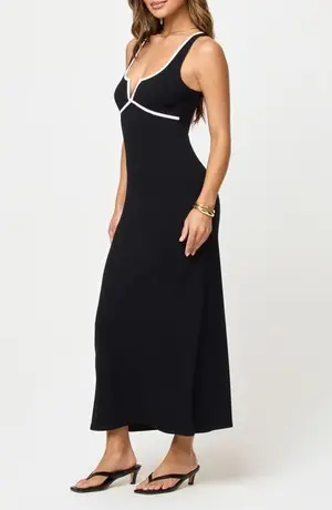 L*Space Sayge Maxi Cover-up Dress - Black/cream