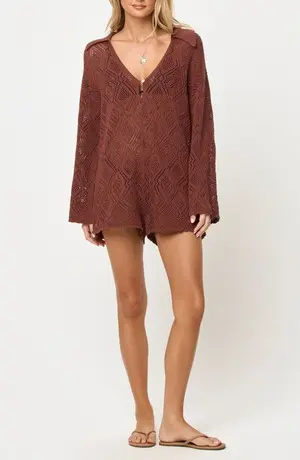 L*Space Golden Daze Open Stitch Cotton Romper