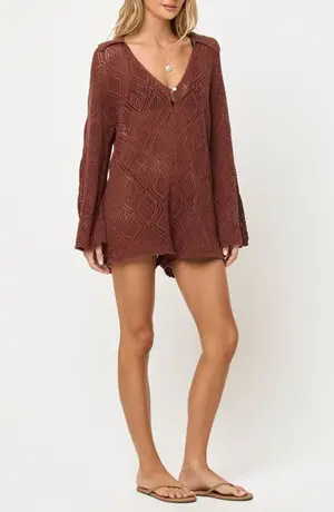 L*Space Golden Daze Open Stitch Cotton Romper
