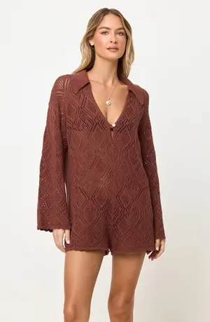 L*Space Golden Daze Open Stitch Cotton Romper