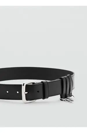 Mango Leather Belt With D-rings And Carabiner Detail