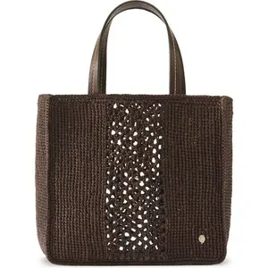 Helen Kaminski Mini Arleth Crochet Raffia Tote - Chocolate