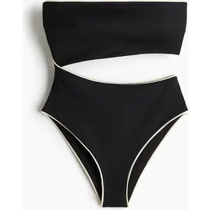 H&m High Leg Padded-cup Bandeau Swimsuit - Black