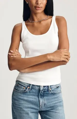 MAVI Mavi Jeans Scoop Neck Ribbed Stretch Cotton Tank