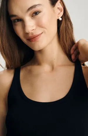 MAVI Scoop Neck Ribbed Stretch Cotton Tank