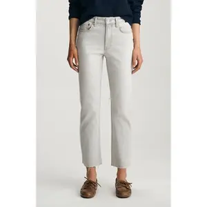 MAVI New York Raw Hem High Waist Ankle Straight Leg Jeans - Ice Grey Classic Blue