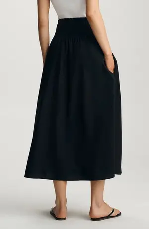 MAVI Smocked Waist Flare Maxi Skirt