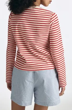 Brooklyn Industries Goji Long Sleeve T-shirt Striped Cotton Blend