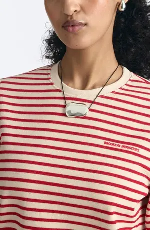 Brooklyn Industries Goji Long Sleeve T-shirt Striped Cotton Blend