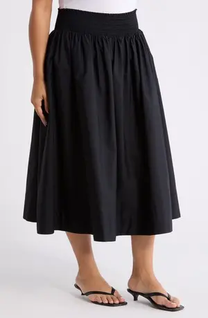 Nordstrom Smocked Waist Pleated Midi Skirt