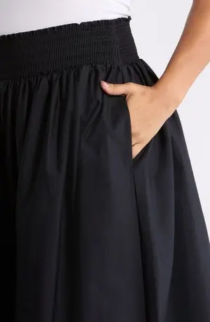 Nordstrom Smocked Waist Pleated Midi Skirt