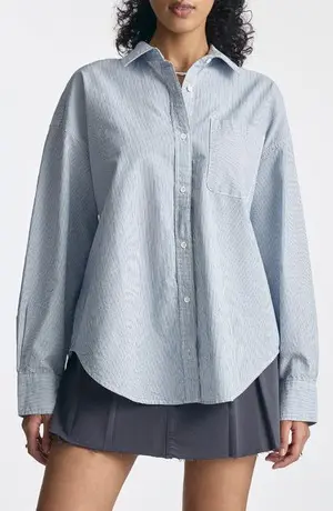 Brooklyn Industries Stripe Cotton Shirt - Blue Striped