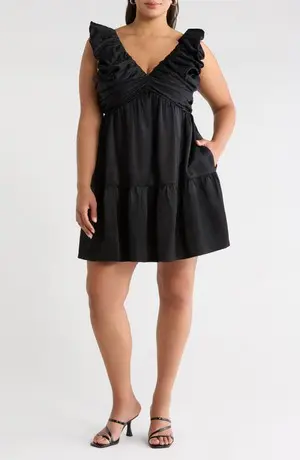 Chelsea28 Tiered Minidress - Black
