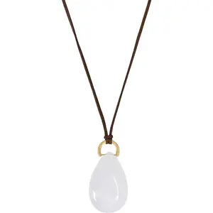 MARLYN SCHIFF Tessa Teardrop Charm Cord Pendant Necklace - White Agate
