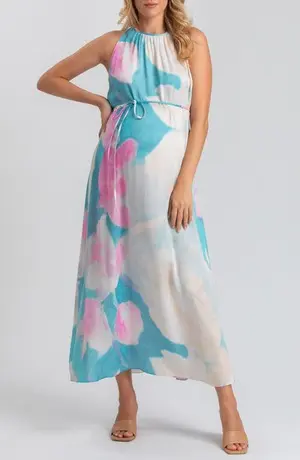 PIETRO BRUNELLI Francesca Floral Maternity Maxi Dress - Blue