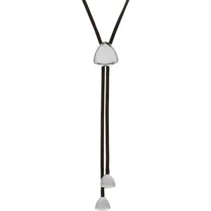 MARLYN SCHIFF Suede Bolo Necklace With Pendant - Silver