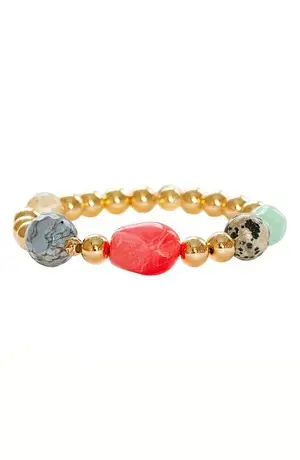 MARLYN SCHIFF Gemma 6mm Beaded Bracelet - Red Multi