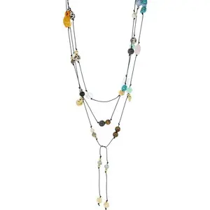 MARLYN SCHIFF Gemma Beaded Multistrand Lariat Necklace - Blue Multi