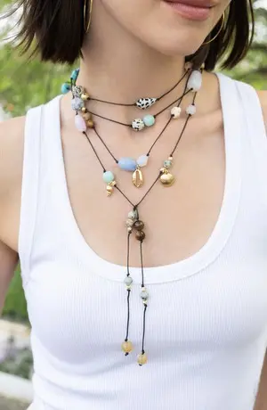 MARLYN SCHIFF Gemma Beaded Multistrand Lariat Necklace