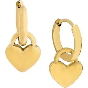 MARLYN SCHIFF Hara Heart Charm Huggie Earrings - Gold