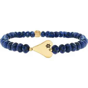 MARLYN SCHIFF Aliza Juadica Lapis Lazuli Beaded Stretch Bracelet - Gold Lapis
