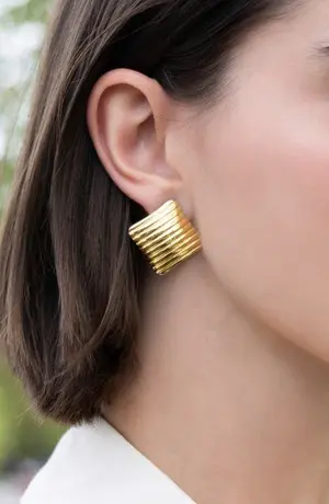 MARLYN SCHIFF Square Stud Earrings - Gold