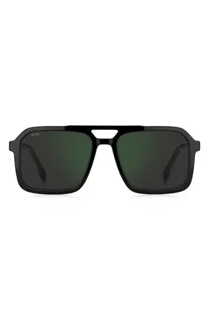 BOSS Square Frame Sunglasses - Black/grey