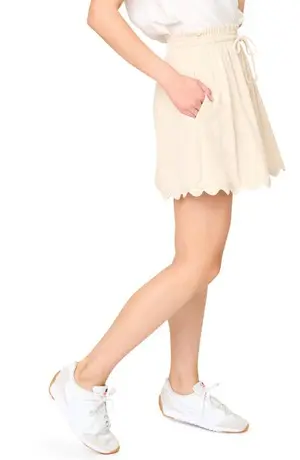GIBSONLOOK Scalloped Hem Drawstring Mini Skirt