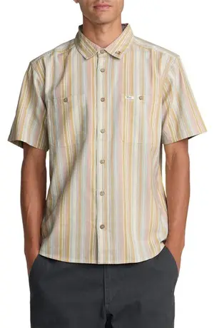 Rvca Talum Short Sleeve Button-up Shirt - Ceramic