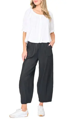 GIBSONLOOK Cropped Barrel Leg Cotton Pants