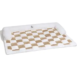 FUNNYFUZZY Cream Square Plaid Cozy Dog Mat Furniture Protector Cover - Coffee