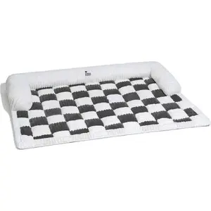 FUNNYFUZZY Cream Square Plaid Cozy Dog Mat Furniture Protector Cover - Grey