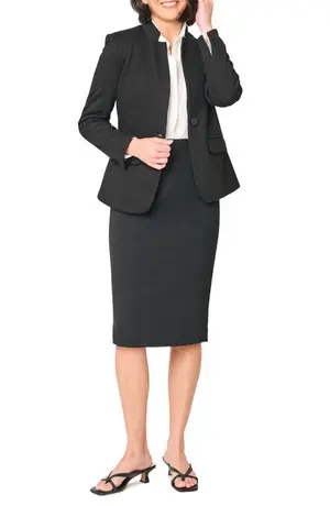 GIBSONLOOK Cotton Blend Structured Knit Pencil Skirt - Black