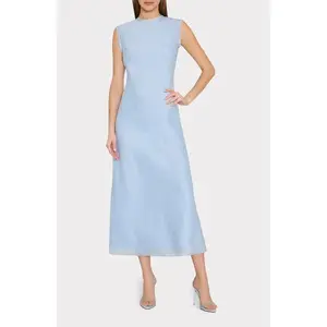 MILLY Linda Scoop Back Midi Dress - Light Blue