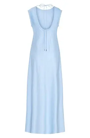 MILLY Linda Scoop Back Midi Dress - Light Blue