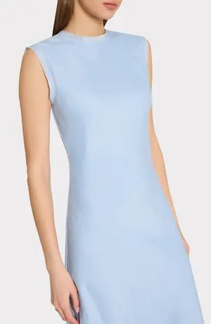 MILLY Linda Scoop Back Midi Dress - Light Blue